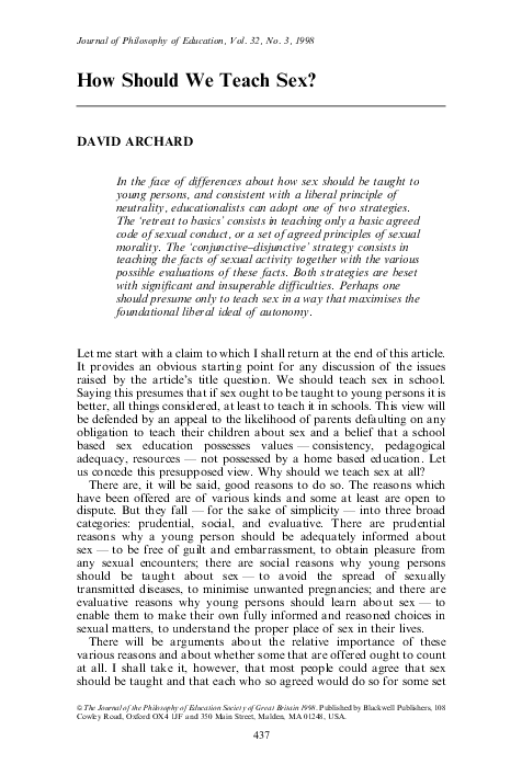 (PDF) How Should We Teach Sex?