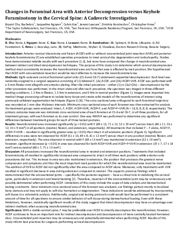 (PDF) Changes in Foraminal Area with Anterior Decompression versus ...