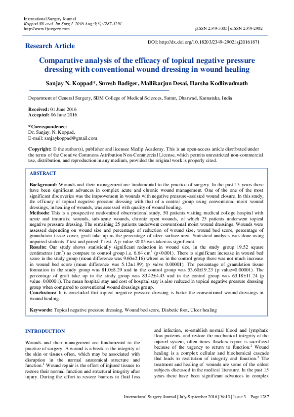 (PDF) Comparative analysis of the efficacy of topical negative pressure ...