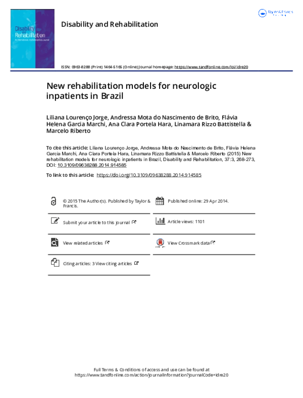 (PDF) New rehabilitation models for neurologic inpatients in Brazil