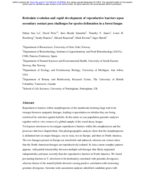 (PDF) Reticulate evolution and rapid development of reproductive ...