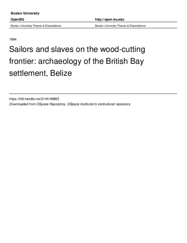 (PDF) Sailors and slaves on the wood-cutting frontier: archaeology of ...