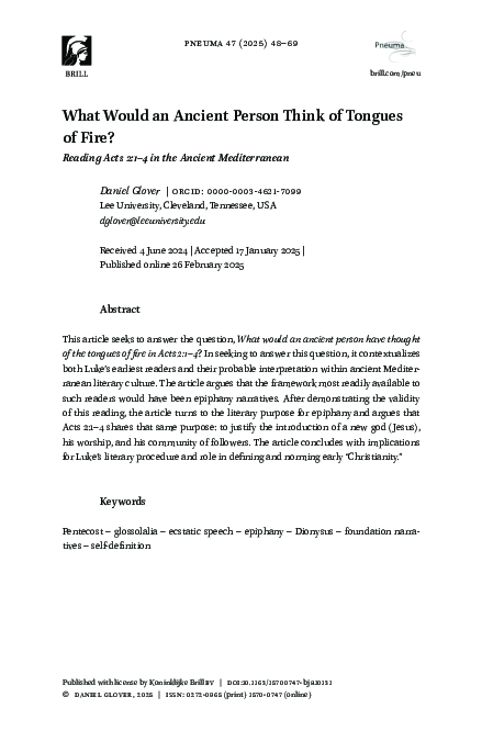 (PDF) What Would an Ancient Person Think of Tongues of Fire? Reading ...