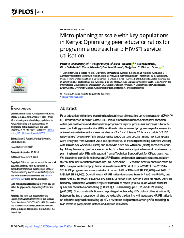 (PDF) Micro-planning at scale with key populations in Kenya: Optimising ...