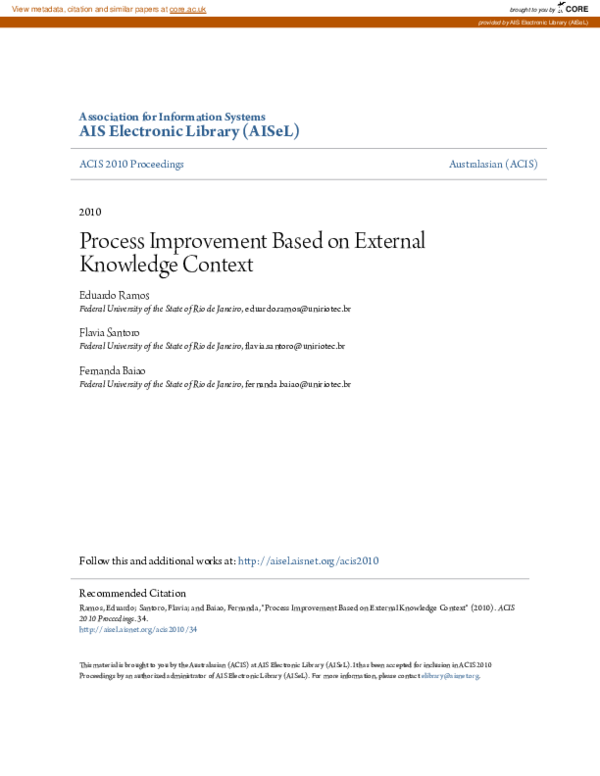 (PDF) Process Improvement Based on External Knowledge Context