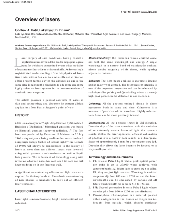 (PDF) Overview of lasers