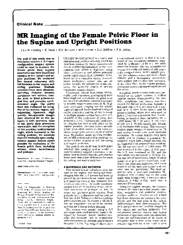 (PDF) MR imaging of the female pelvic floor in the supine and upright ...