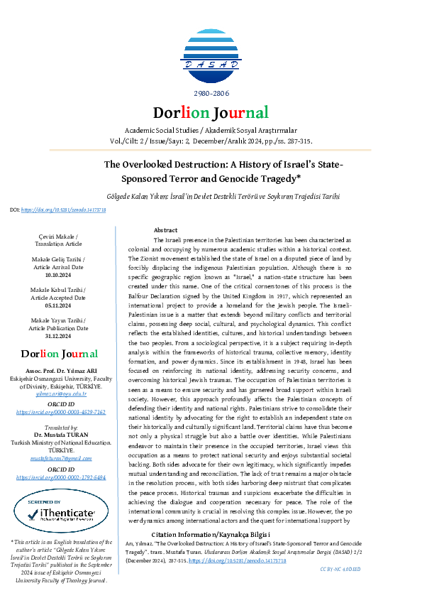 (PDF) The Overlooked Destruction: A History of Israel’s State-Sponsored ...