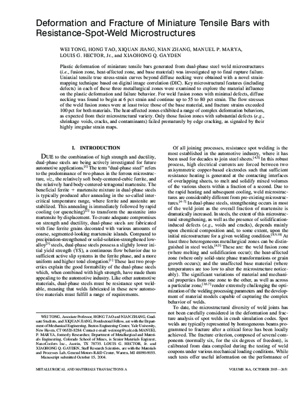 (PDF) Deformation and fracture of miniature tensile bars with resistance-spot-weld microstructures