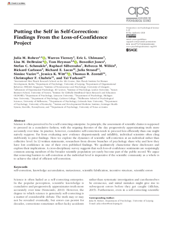 Putting the Self in Self-Correction: Findings From the Loss-of ...