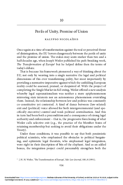 Perils of Unity, Promise of Union