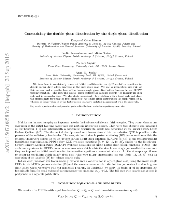 (PDF) Constraining the double gluon distribution by the single gluon distribution