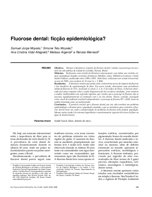 Fluorose dental: ficção epidemiológica?