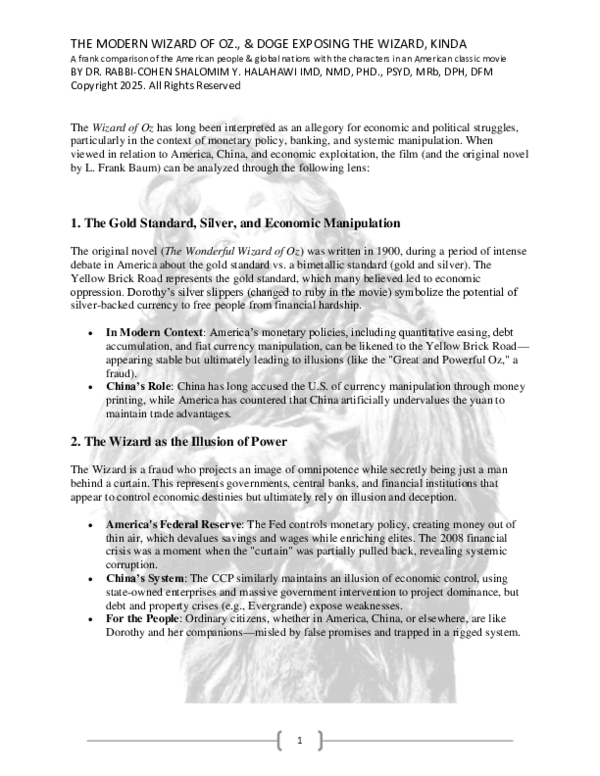 (PDF) THE MODERN WIZARD OF OZ., & DOGE EXPOSING THE WIZARD, KINDA A ...