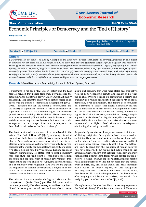 (PDF) Open Access Journal of Economic Research