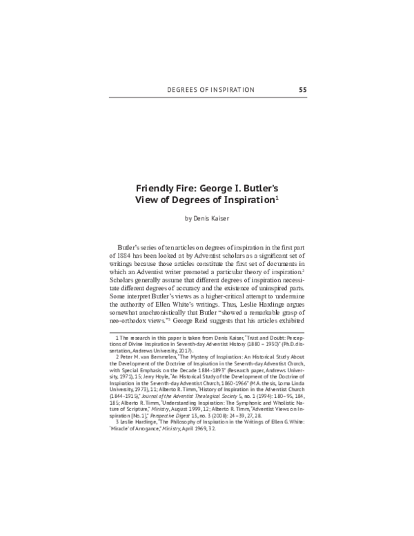 (PDF) Friendly Fire: George I. Butler’s View of Degrees of Inspiration
