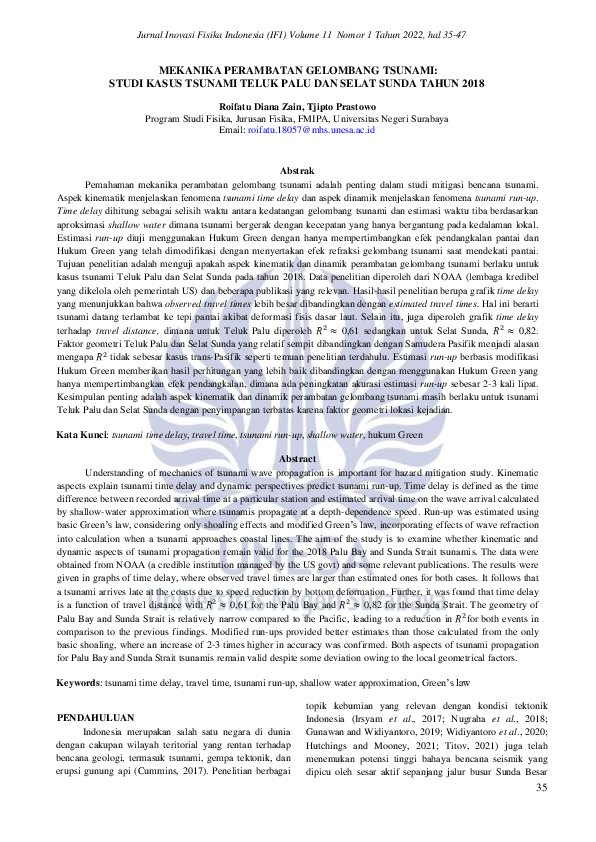 (PDF) Mekanika Perambatan Gelombang Tsunami: Studi Kasus Tsunami Teluk ...