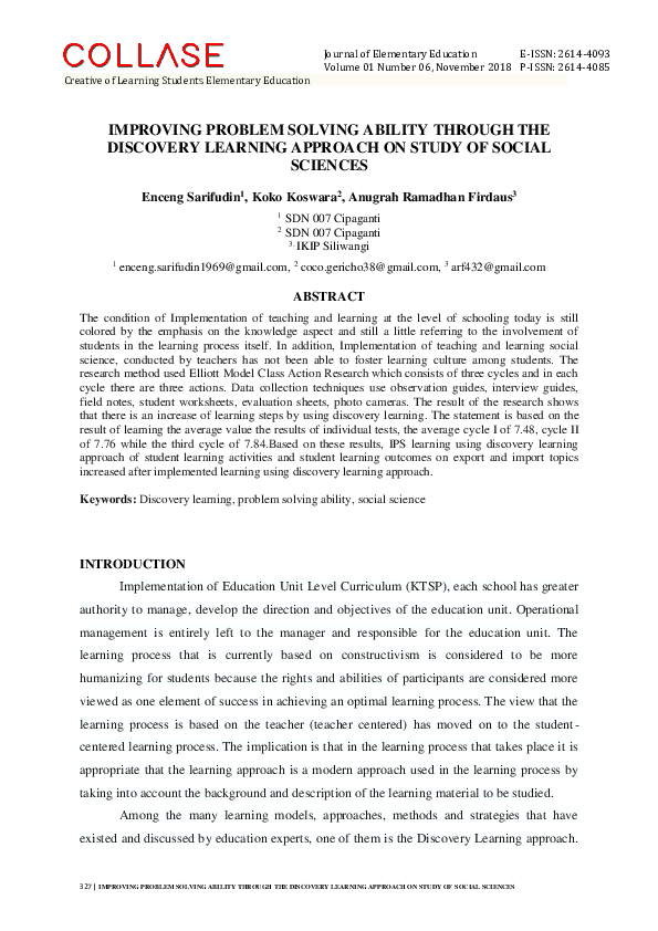 (PDF) Improving Problem Solving Ability Through the Discovery Learning ...