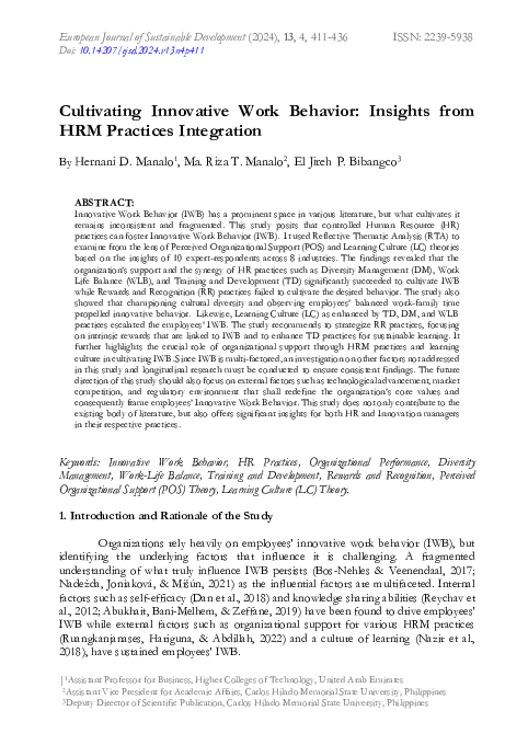 (PDF) Cultivating Innovative Work Behavior: Insights from HRM Practices ...
