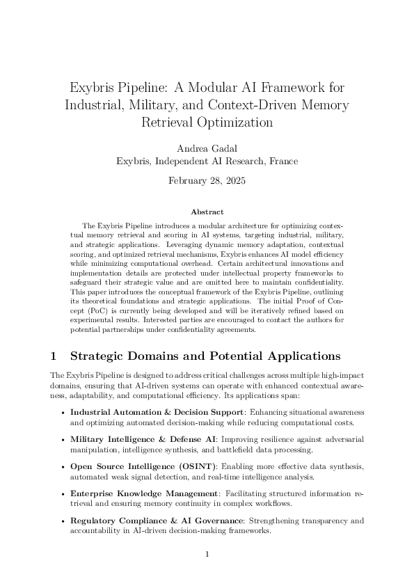 (PDF) Exybris Pipeline: A Modular AI Framework for Industrial, Military, and Context-Driven ...