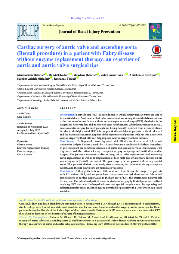 Cardiac surgery of aortic valve and ascending aorta (Bentall procedure ...