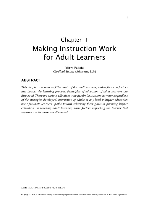 (PDF) Making Instruction Work for Adult Learners