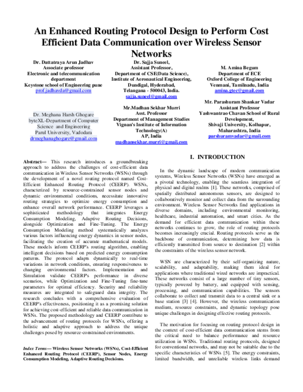 (PDF) An Enhanced Routing Protocol Design to Perform Cost Efficient Data Communication over ...