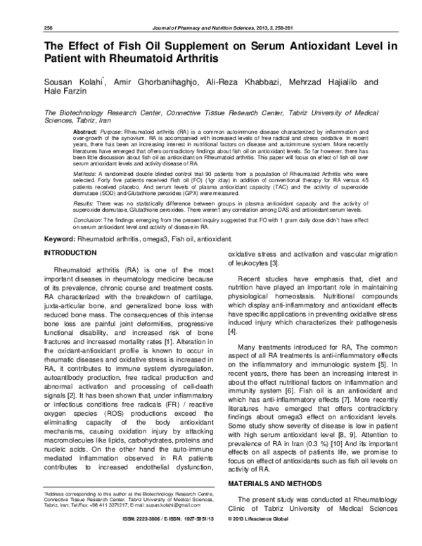 (PDF) The Effect of Fish Oil Supplement on Serum Antioxidant Level in ...