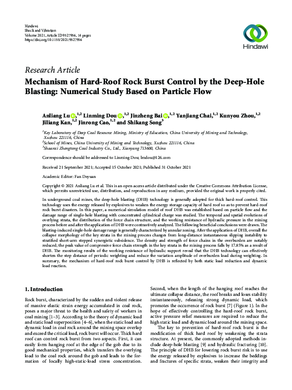 (PDF) Mechanism of Hard-Roof Rock Burst Control by the Deep-Hole ...