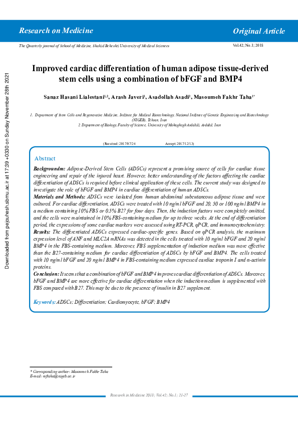 Improved cardiac differentiation of human adipose tissue-derived stem cells using a combination ...