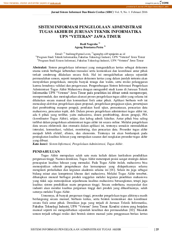 (PDF) Sistem Informasi Pengelolaan Administrasi Tugas Akhir DI Jurusan ...