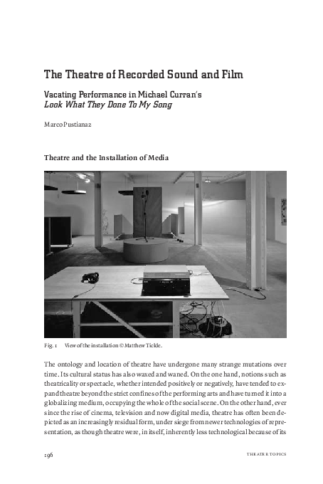 (PDF) The Theatre of Recorded Sound and Film