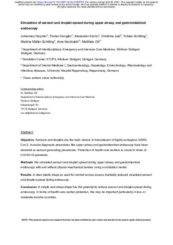(PDF) Simulation of Aerosol and Droplet Spread during Upper Airway and ...