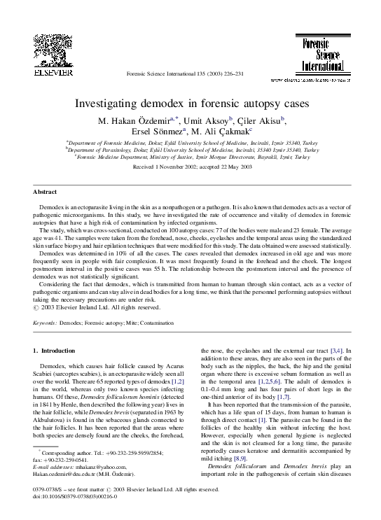 (PDF) Investigating demodex in forensic autopsy cases
