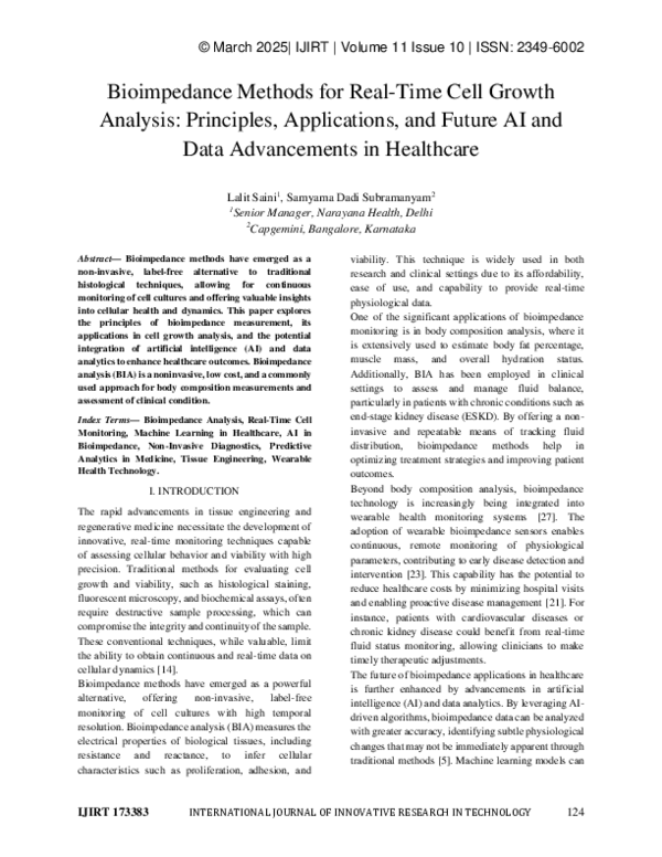 (PDF) Bioimpedance Methods for Real Time Cell Growth Analysis ...