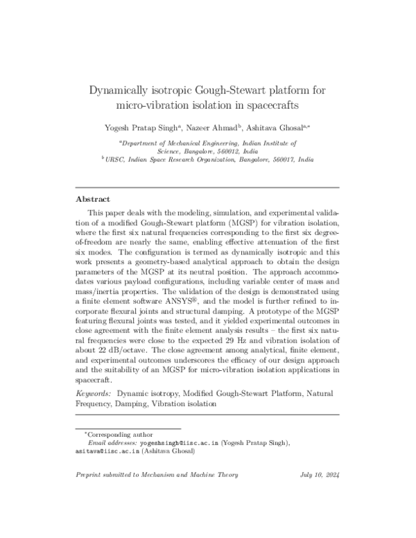 (PDF) Dynamically isotropic Gough-Stewart platform for micro-vibration ...