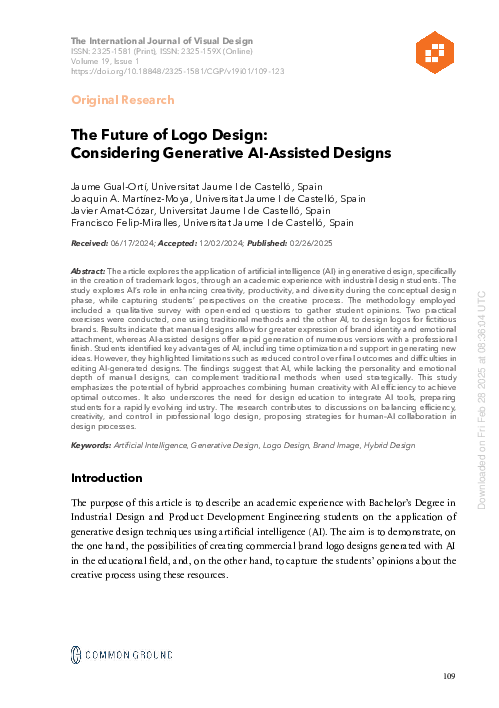 (PDF) The Future of Logo Design: Considering Generative AI-Assisted Designs