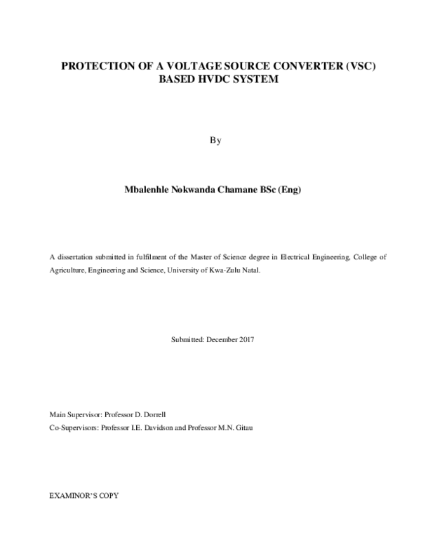 (PDF) Protection of a voltage source converter (VSC) based (HVDC) system