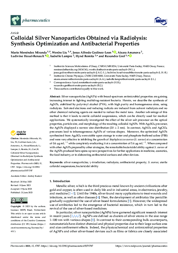 (PDF) Colloidal Silver Nanoparticles Obtained via Radiolysis: Synthesis ...