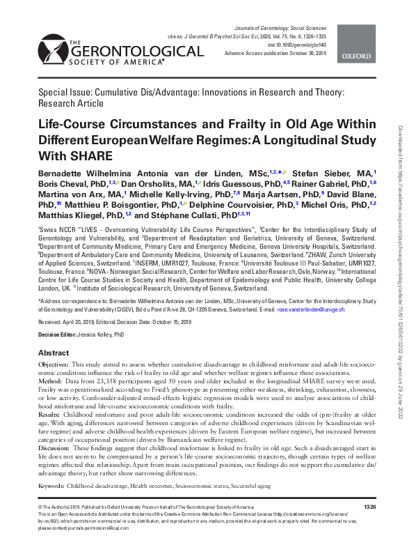 Life-Course Circumstances and Frailty in Old Age Within Different ...