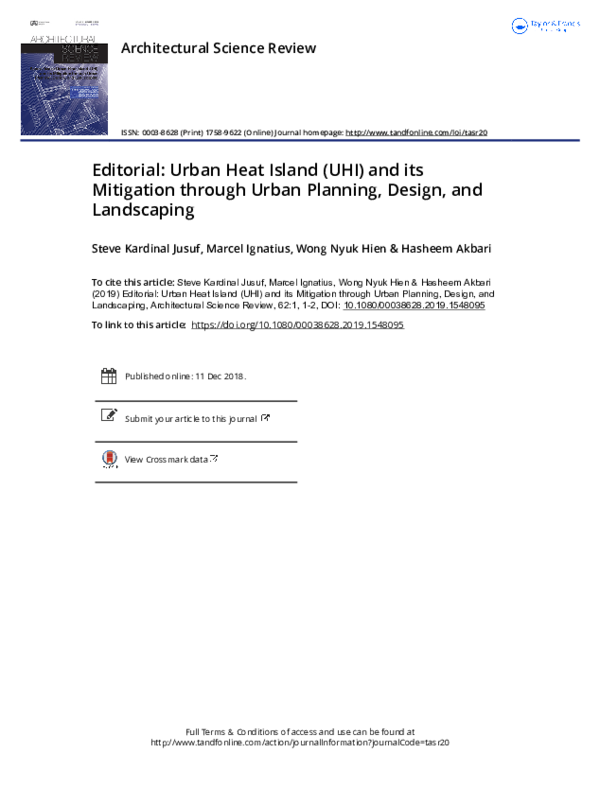 (PDF) Editorial: Urban Heat Island (UHI) and its Mitigation through ...