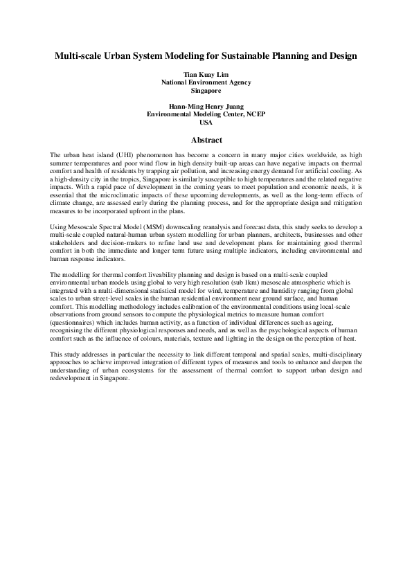 (PDF) Multi-scale urban system modeling for sustainable planning and design