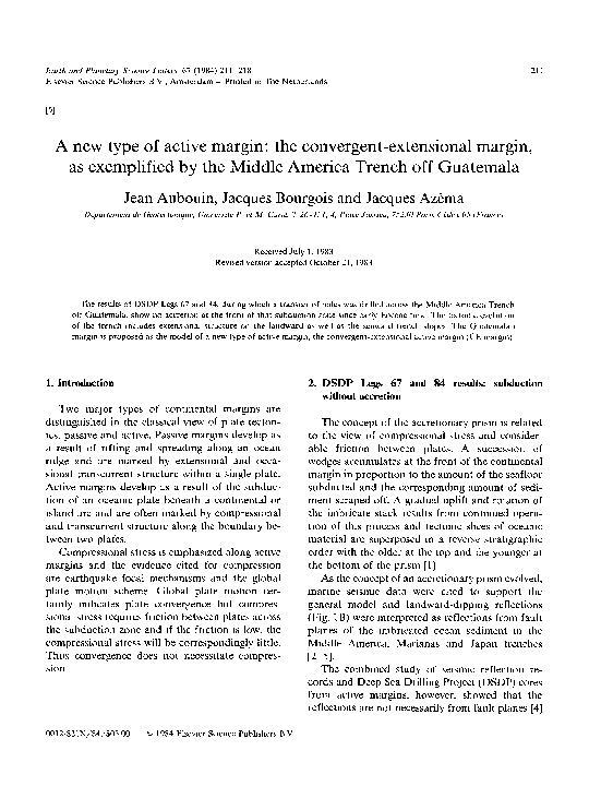 A new type of active margin: the convergent-extensional margin, as ...