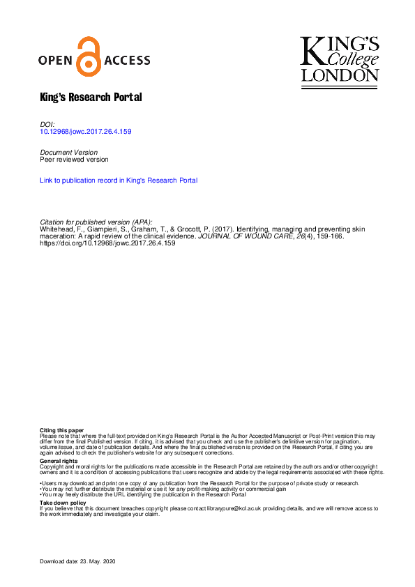 (PDF) Identifying, managing and preventing skin maceration: a rapid ...