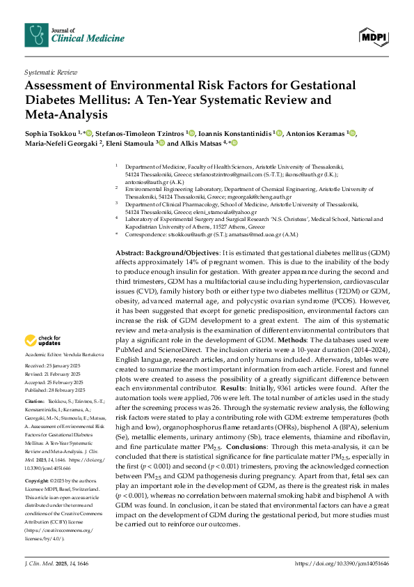 (PDF) Assessment of Environmental Risk Factors for Gestational Diabetes ...