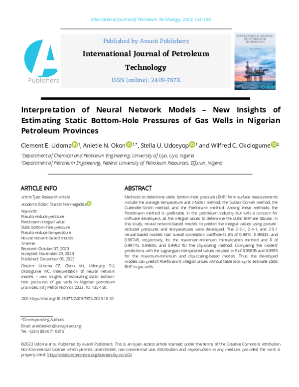 Interpretation of Neural Network Models – New Insights of Estimating Static Bottom-Hole ...