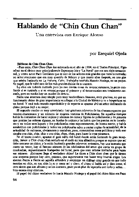 (PDF) Hablando de "Chin Chun Chan" : Una entrevista con Enrique Alonso