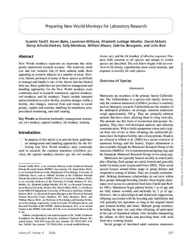 (PDF) Preparing New World Monkeys for Laboratory Research