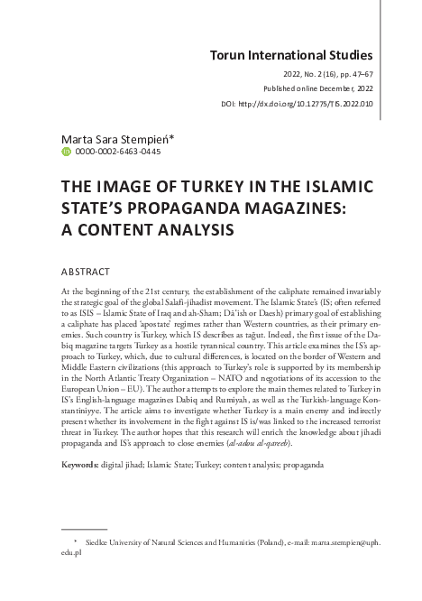 (PDF) The image of Turkey in the islamic state’s propaganda magazines ...