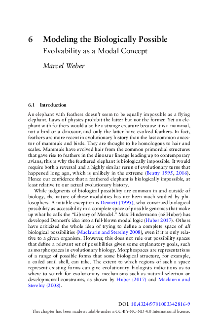 (PDF) Modeling the Biologically Possible: Evolvability as a Modal Concept